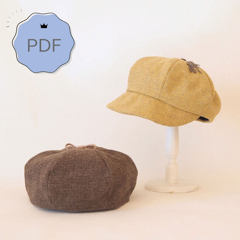 Berets (six fabric pieces) : PDF Download Hat Sewing Pattern easy Begi ...
